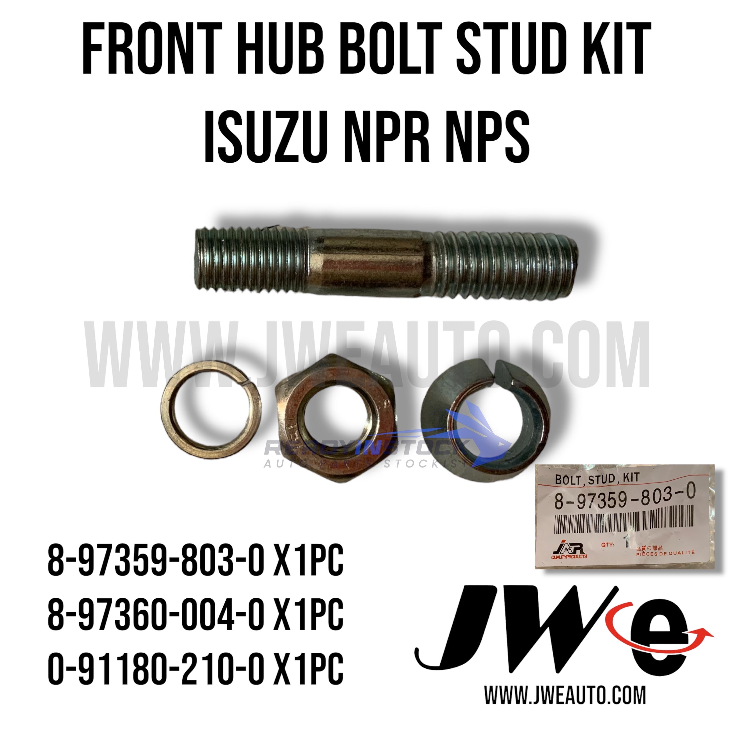 8-97359-803-0 8-97360-004-0 0-91180-210-0 BOLT STUD KIT FOR FRONT HUB ...